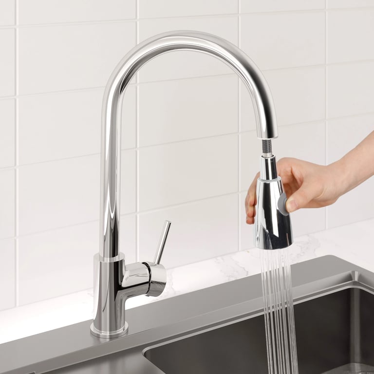 Sauber Baden Pull Out Kitchen Tap - Single Lever Chrome