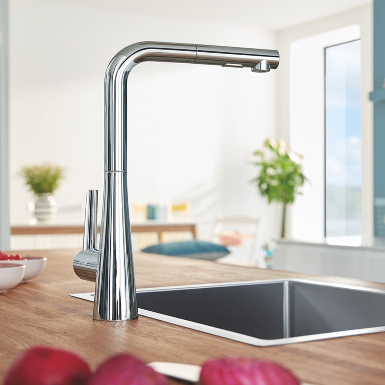 Grohe Zedra Chrome Pull Out Kitchen Mixer Tap