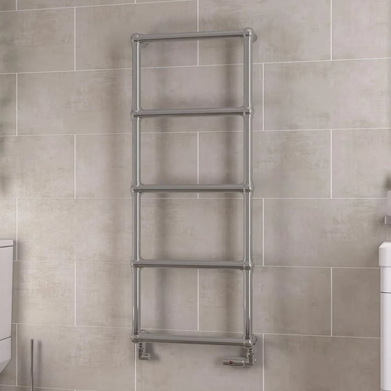 Eastlake Trad Flat Heated Towel Radiator 1195x500 Chrome