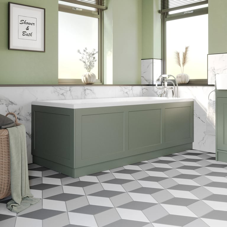 Park Lane Winchester Matt Green MDF Traditional Bath Side Panel - 1700mm