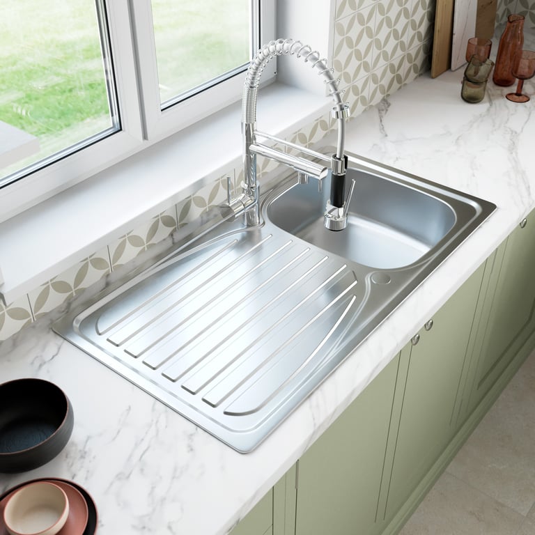 Essentials Inset Single Stainless Steel Kitchen Sink LH