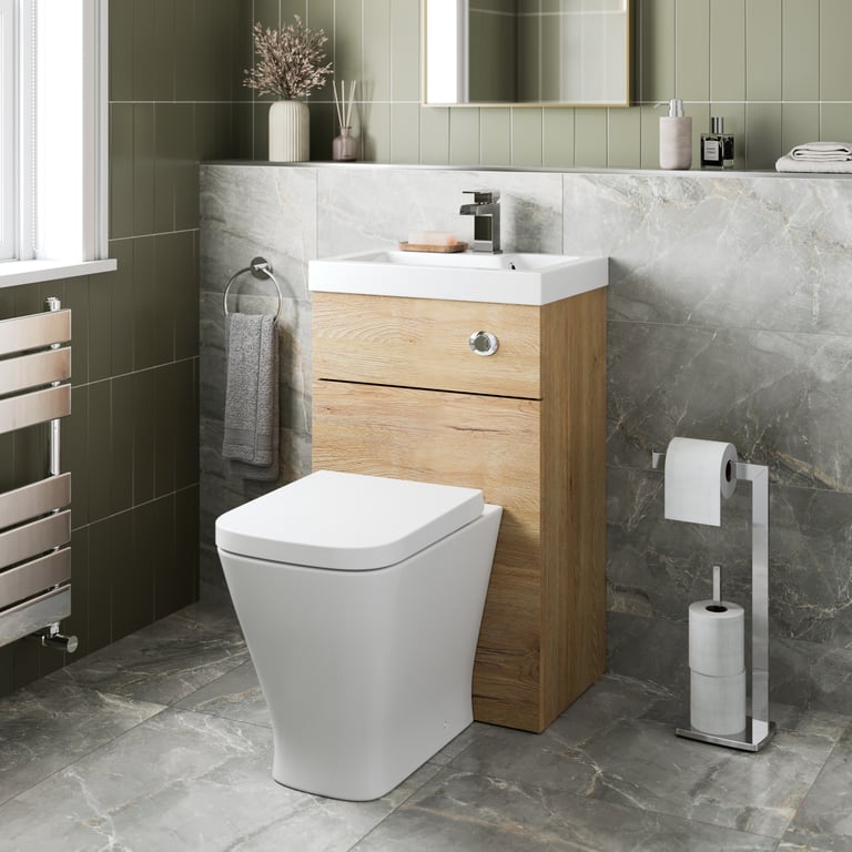 Artis Back to Wall Toilet Unit with Sink on Top Oak Unit 500mm