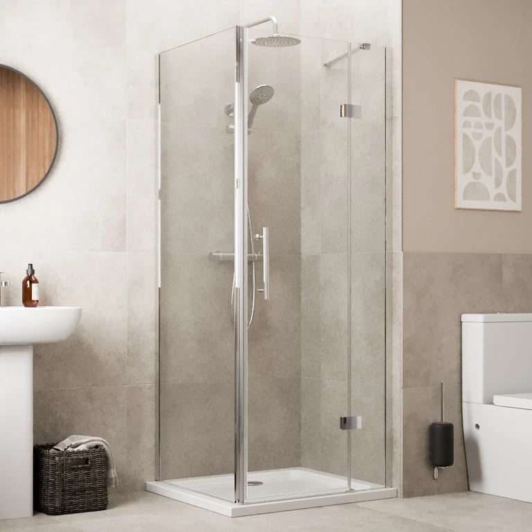 Diamond Frameless Hinged Shower Enclosure 800 x 800mm with Non Slip ...