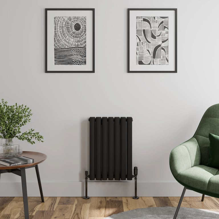 DuraTherm Oval Tube Double Panel Designer Radiator - 600 x 420mm Black