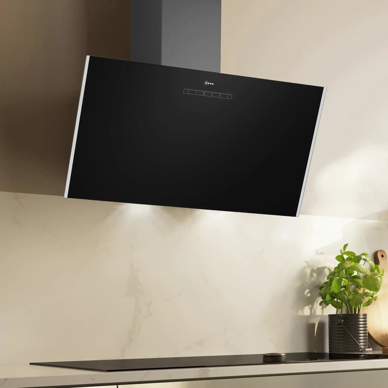 Neff N30 D83IDK1S0B 80cm Angled Chimney Hood - Black Glass