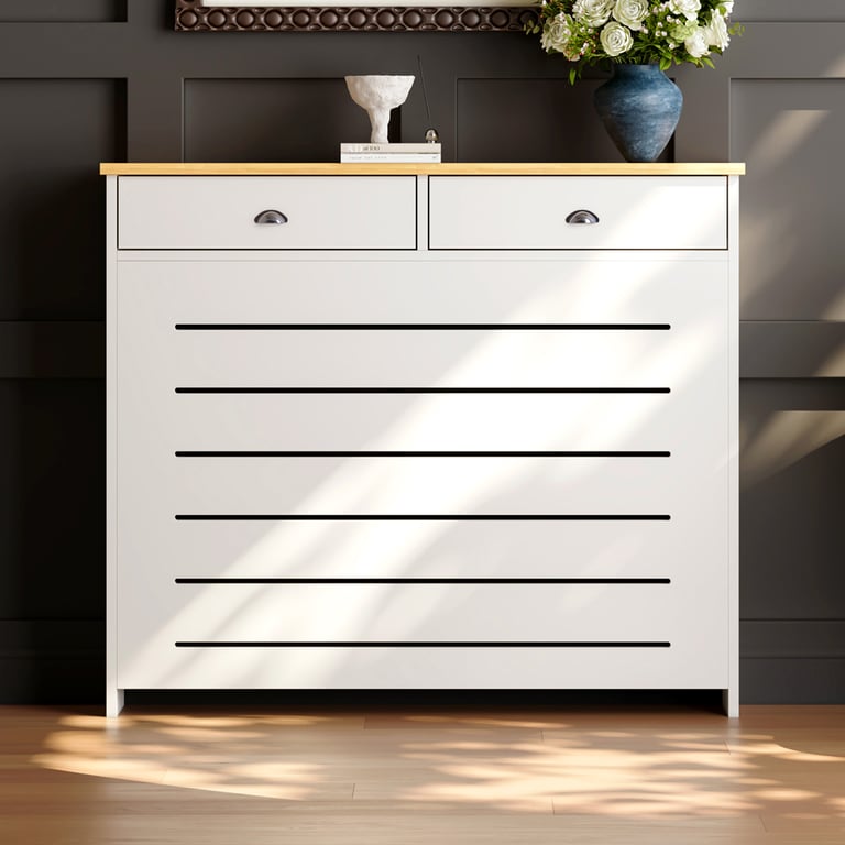 Vale Designs Cream Radiator Cover - Medium with Drawers 1115mm
