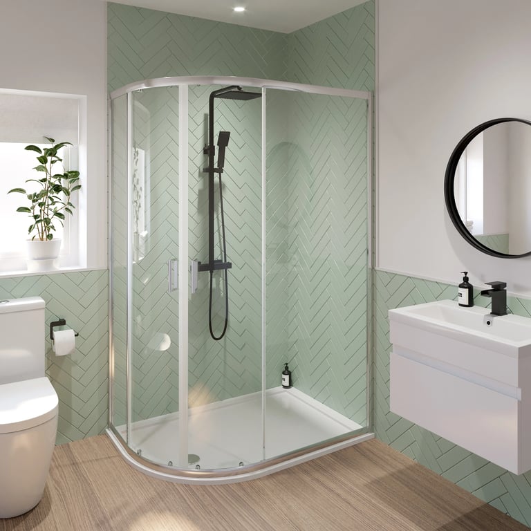 Luxura Offset Quadrant Shower Enclosure 1200 x 900mm with Non Slip Tray ...