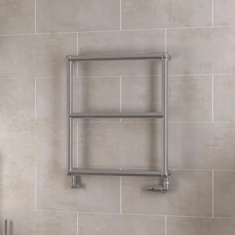 Eastlake Trad Flat Heated Towel Radiator 690x600 Chrome