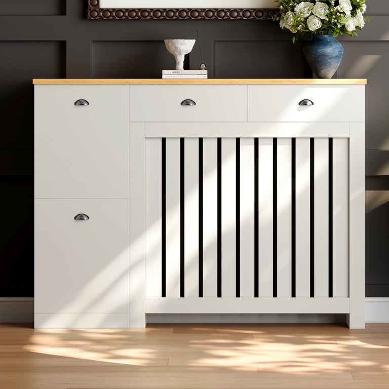 Vale Designs Linwood Cream Radiator Cover Vertical Slat 1165mm