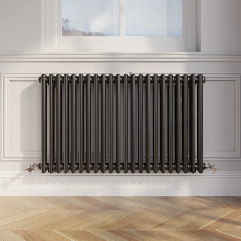 Park Lane Traditional Colosseum Double Bar Column Radiator Black - 600 ...