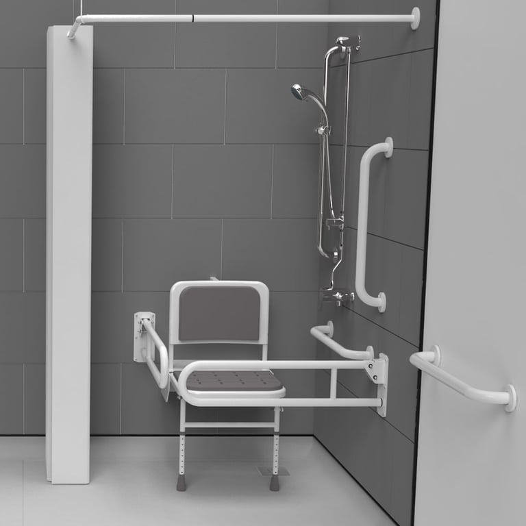 Fitzroy of London Style Shower Doc M Pack with White Grab Rails - 230404/WH