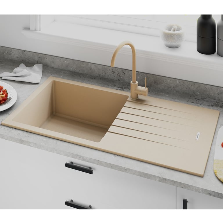 Clearwater Tivoli Inset 1 Bowl Granite Kitchen Sink Cream