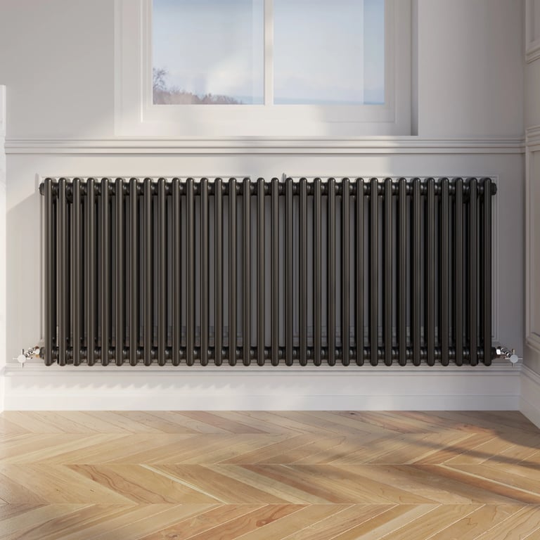 Park Lane Traditional Colosseum Double Bar Column Radiator Black - 600 ...