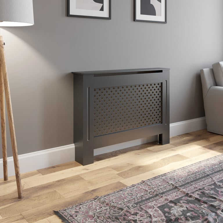 DuraTherm Dark Grey Radiator Cover - Medium - Cross Pattern Style 1120mm