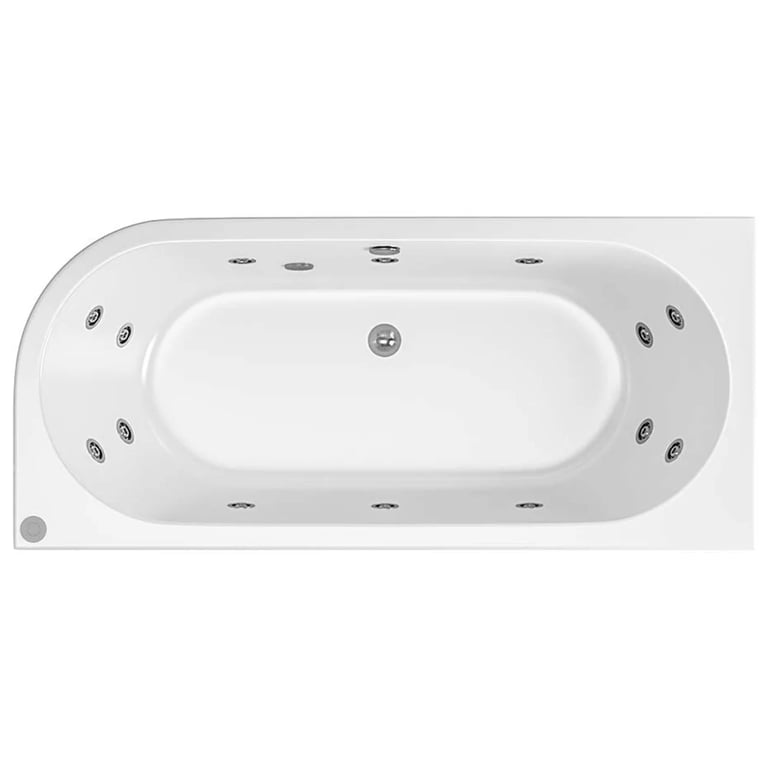 Sanctura J Shape Whirlpool Bath 1700x800mm 14 Jets, LH