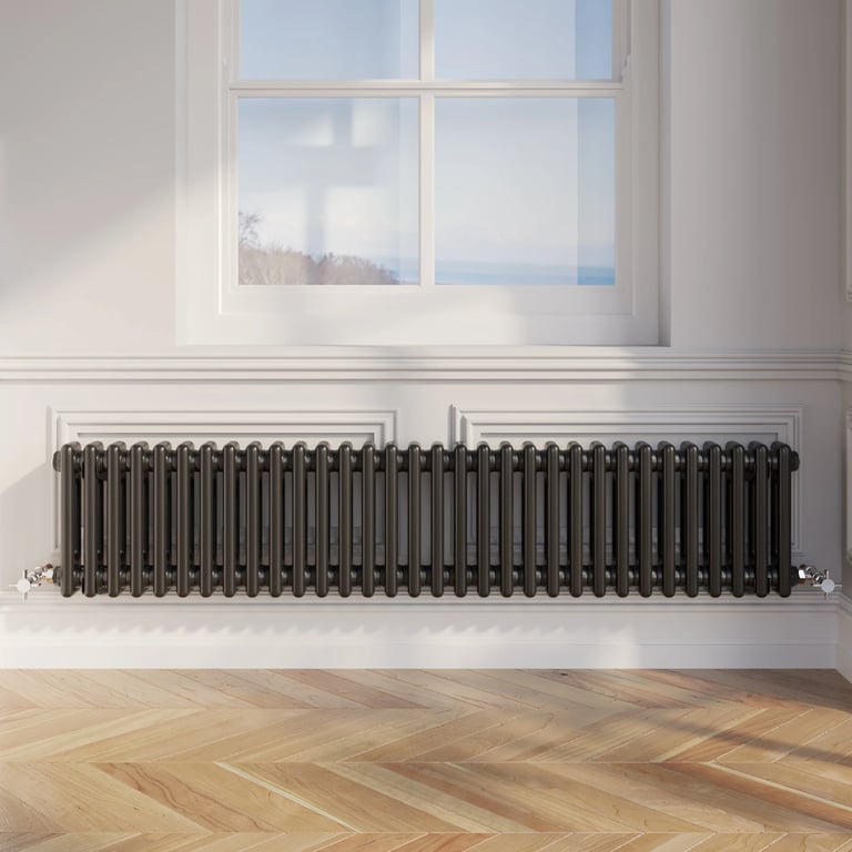 Park Lane Traditional Colosseum Double Bar Column Radiator Black - 300 ...