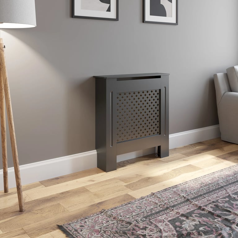 DuraTherm Dark Grey Radiator Cover - Small - Cross Pattern Style 780mm