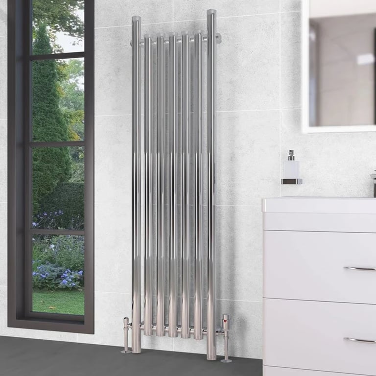 Solaro Lambourne 1800 x 420mm Vertical Designer Radiator - Chrome