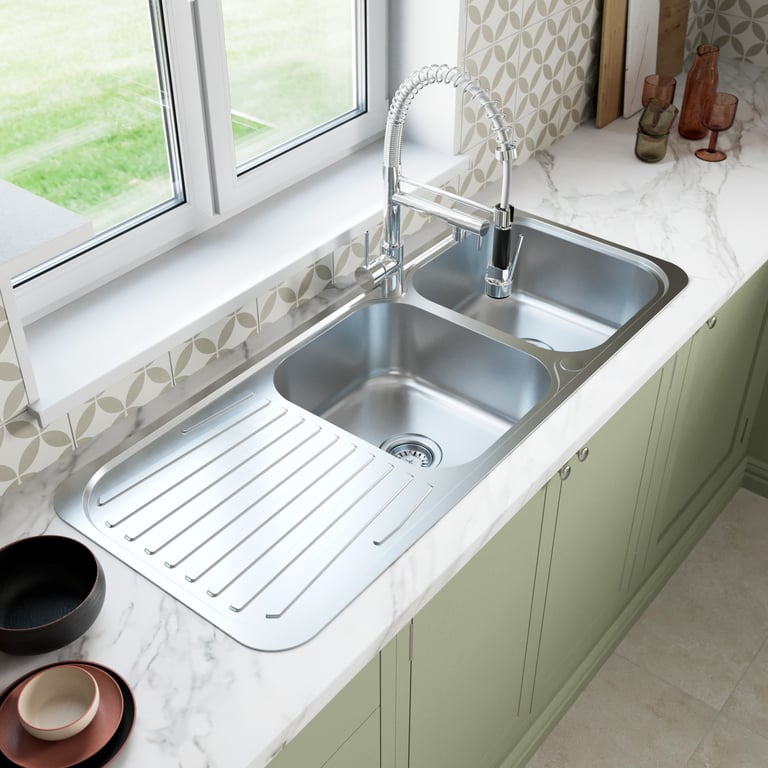 Sauber Inset Double Stainless Steel Kitchen Sink LH