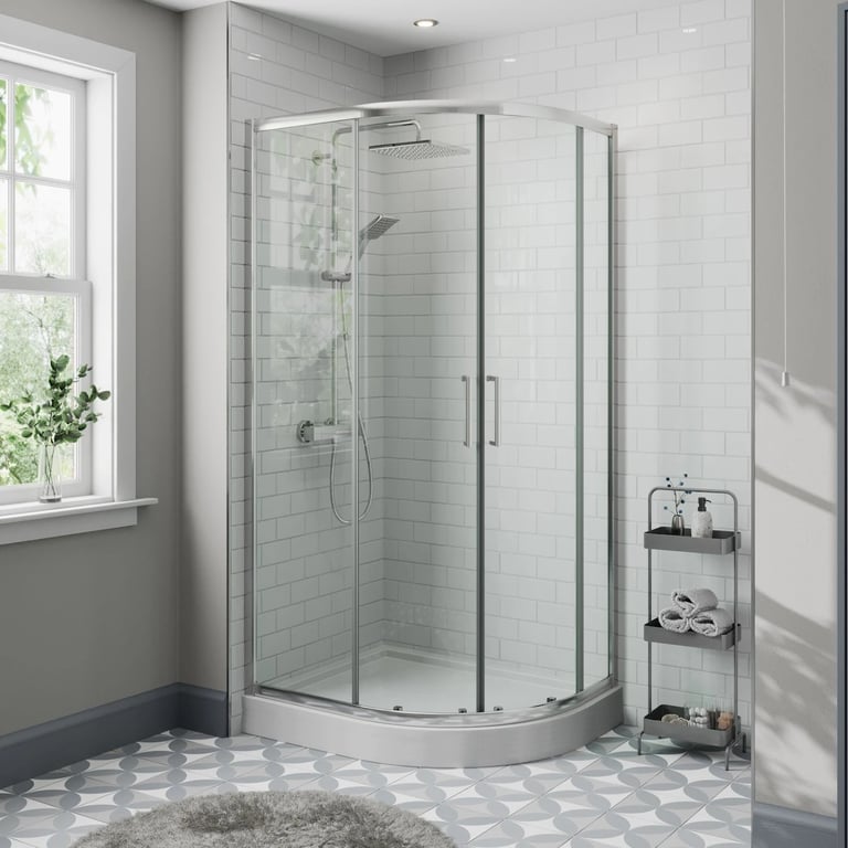 Diamond Offset Quadrant Shower Enclosure 900 x 760mm with Raised Non ...