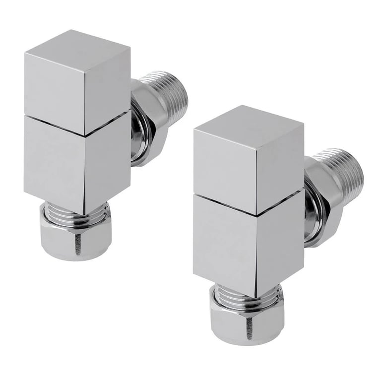 Solaro 15mm Rectangular Angled Radiator Valves - Chrome