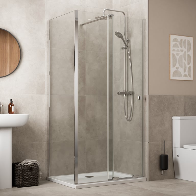 Diamond Frameless Sliding Shower Enclosure 1000 x 700mm with Low ...