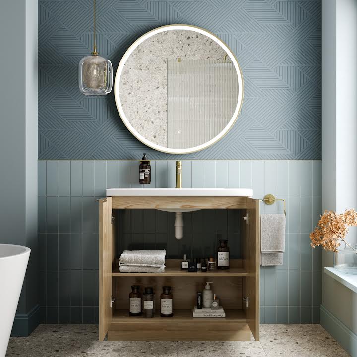 Artis Fluted Freestanding Wood Vanity Unit - 800mm