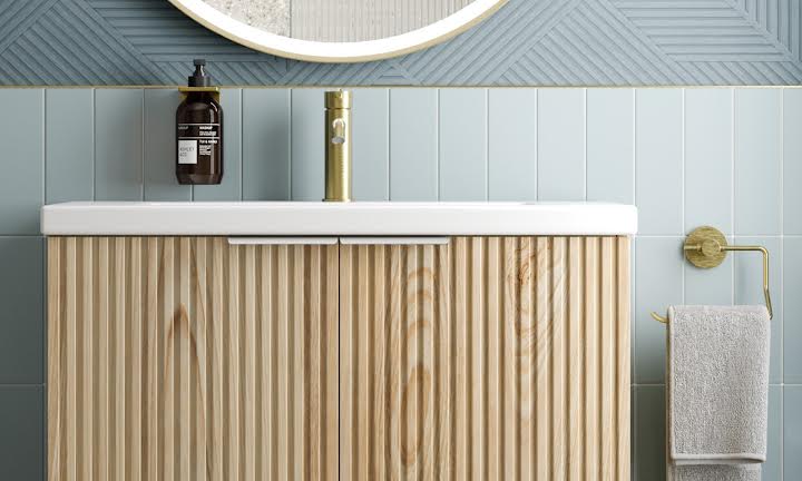 Artis Fluted Freestanding Wood Vanity Unit - 800mm