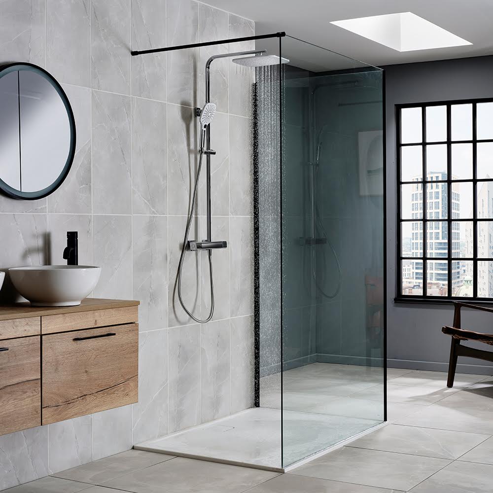 Triton Velino Dual Cool Touch Bar Mixer with Diverter - Chrome