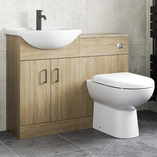Alpine Oak Wood Toilet & Vanity Unit with Basin - 1050mm