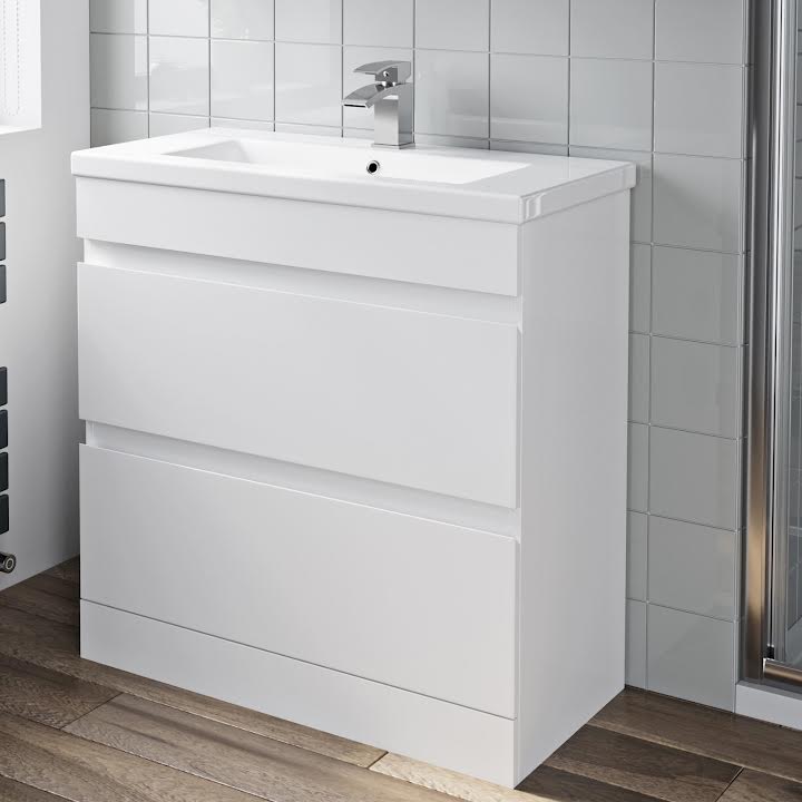 Artis Centro White Gloss Freestanding Vanity Unit & Basin 800mm