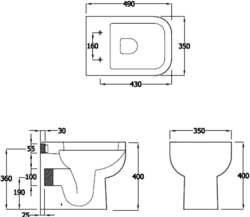 RAK Ceramics Series 600 Back To Wall Toilet & Soft Close Seat - S