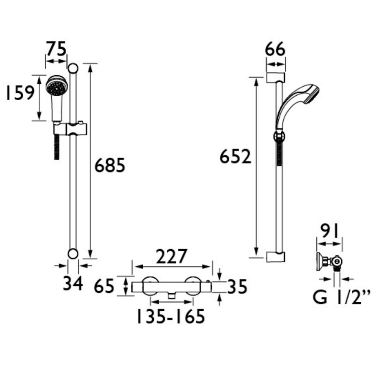 Bristan Zing Thermostatic Safe Touch Bar Mixer Shower - ZI SHXSMCT C
