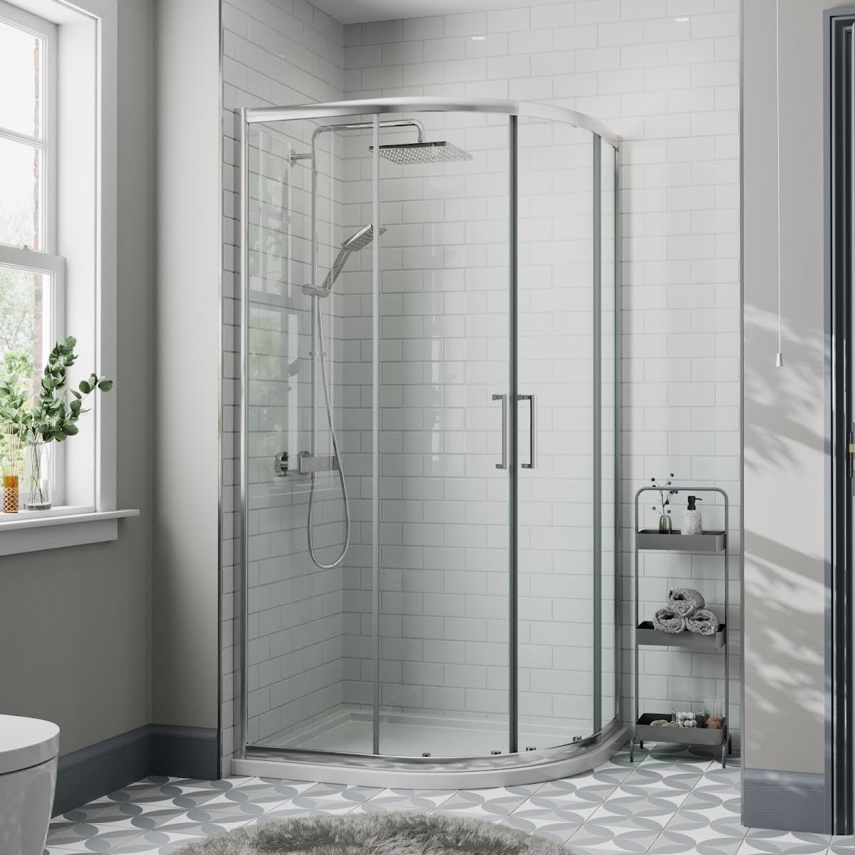 Diamond Offset Quadrant Shower Enclosure 1000 x 800mm (Right Hand) with ...