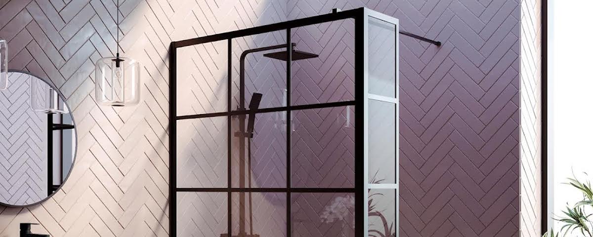 Diamond Grid Wet Room Screens 1200 x 800mm with Return Panel