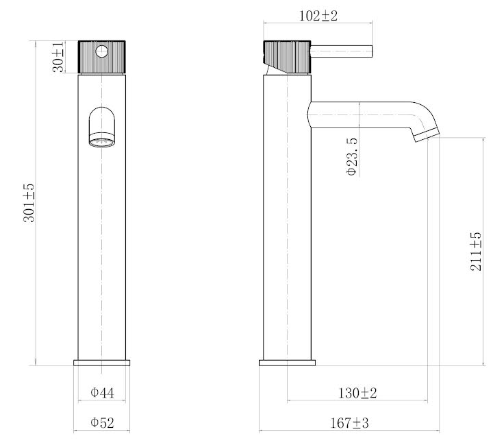 Merano Fluted Tall Basin Mixer Tap - Brushed Brass