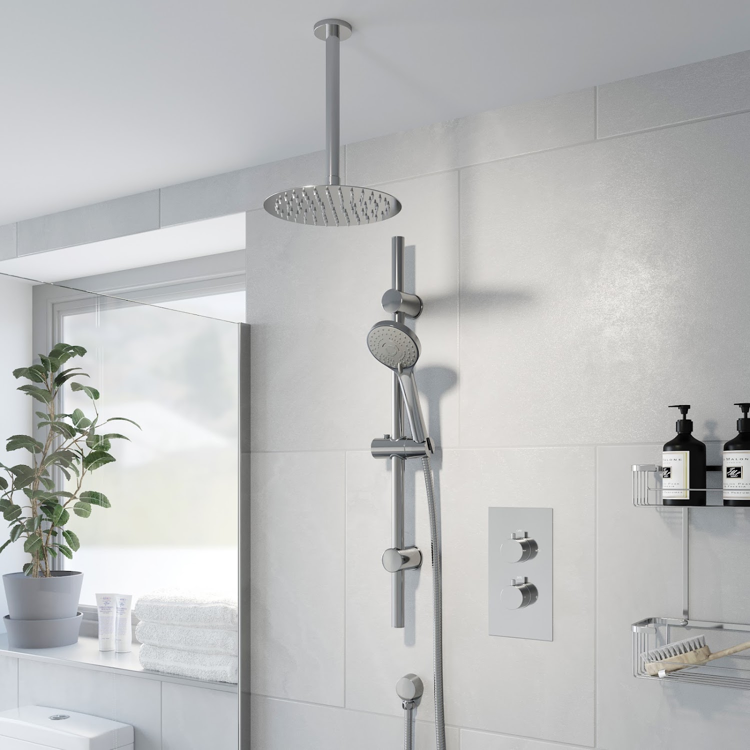 Thermostatic Concealed Round Shower Ceiling Mounted Adjustable Shower ...