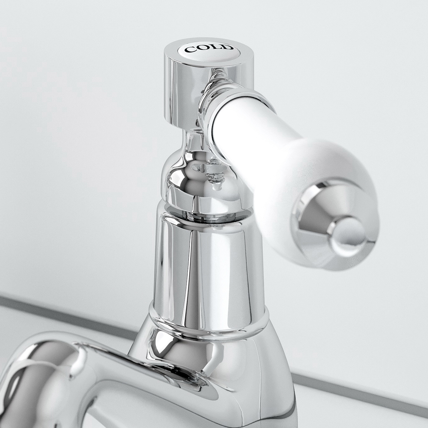 Traditional Bathroom Hot & Cold Twin Basin Taps Chrome Ceramic Lever ...
