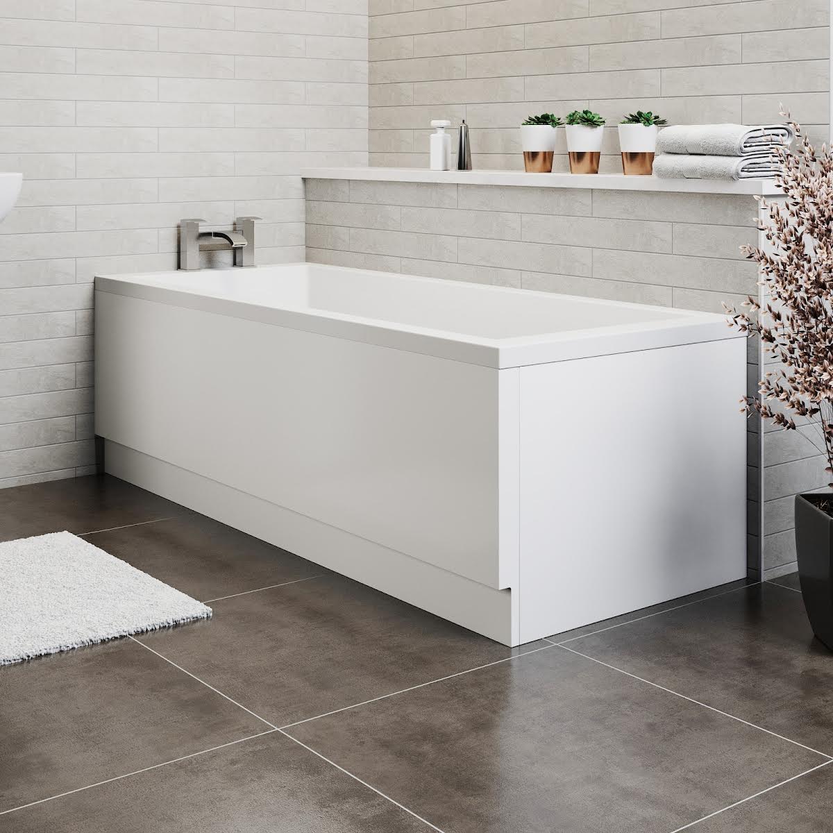 Essentials White Gloss Bath Panel 1700mm - Side Acrylic