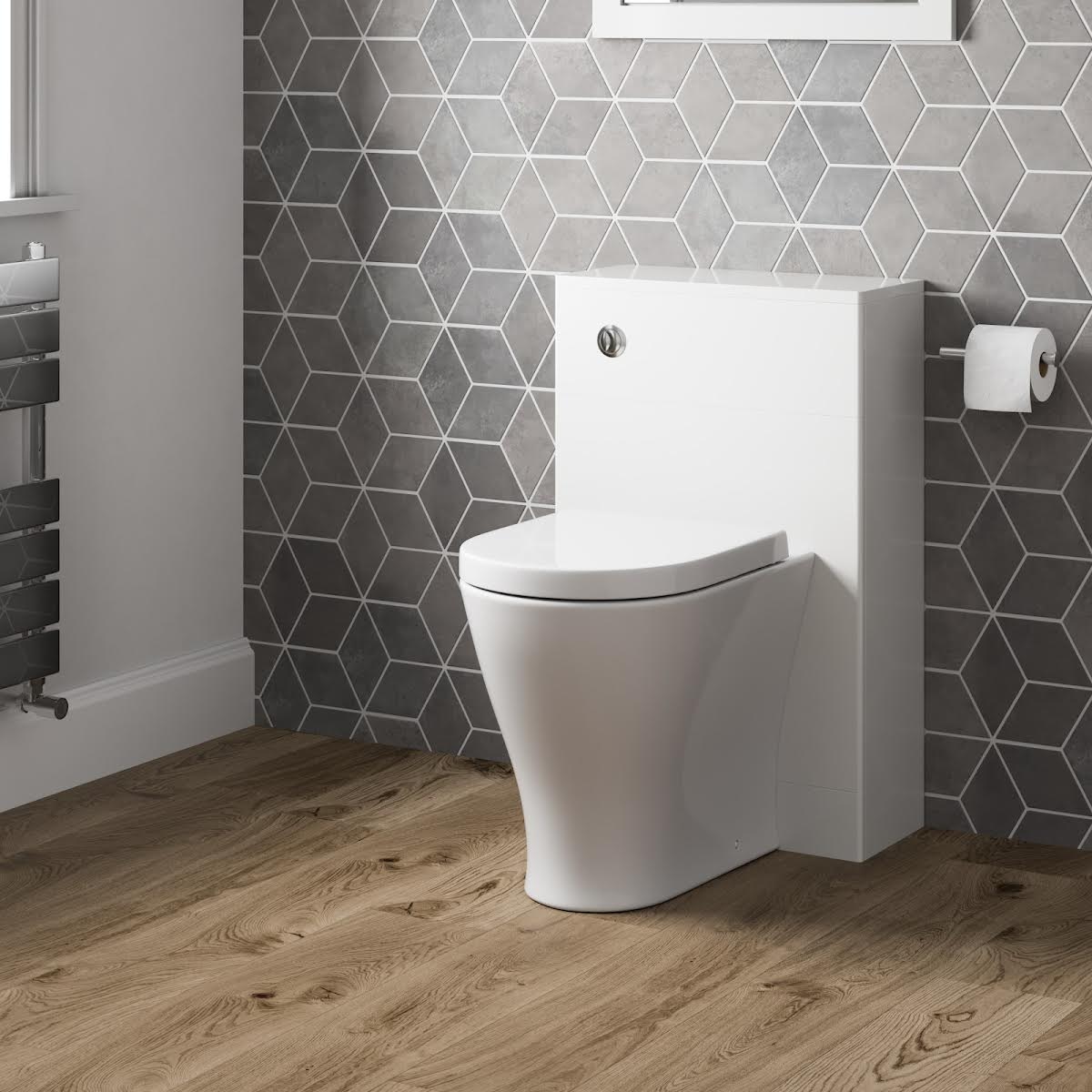 Artis White Gloss Concealed Cistern Unit & Arles Toilet 500mm