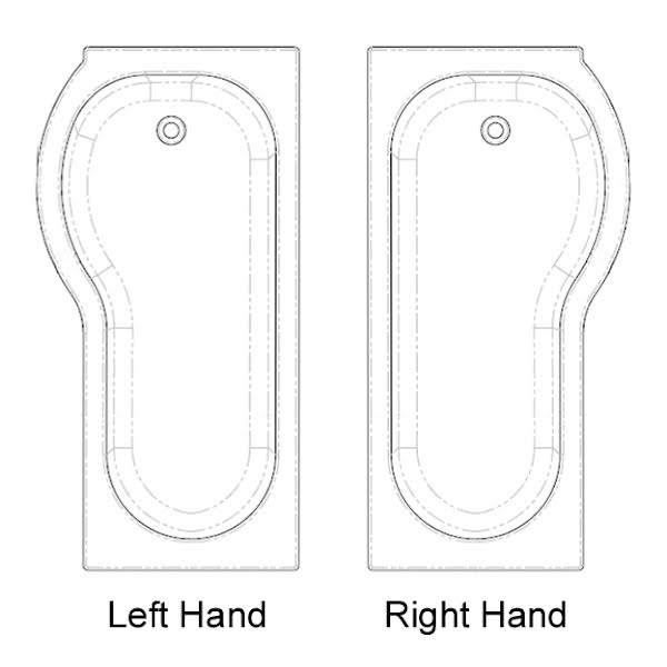Ceramica P Shaped Bath Bundle 1600 Right - Inc. Shower Screen and Front ...