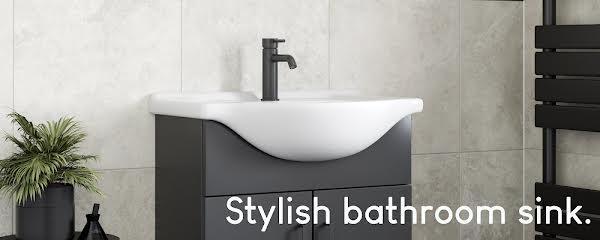 Alpine Black Freestanding Vanity Unit with Basin - 650mm