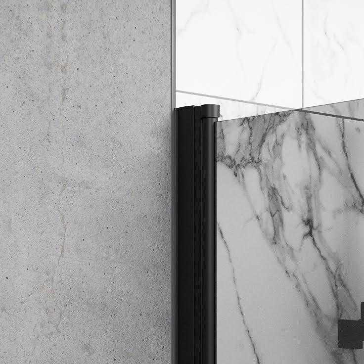 Luxura Square Bath Shower Screen (Black Glass) - 800mm Width