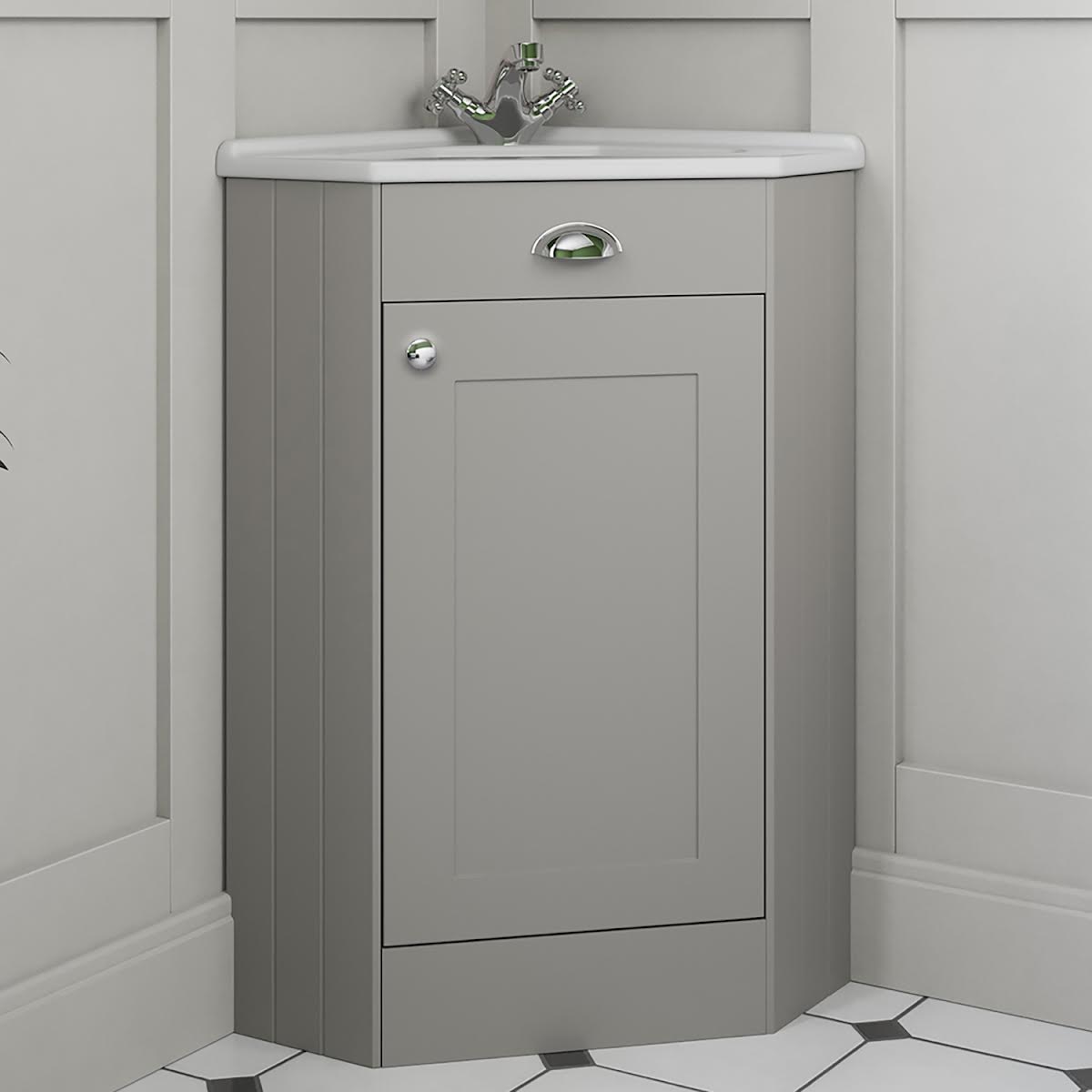 Park Lane Oxford Grey Traditional Single Door Corner Vanity Unit - 580mm