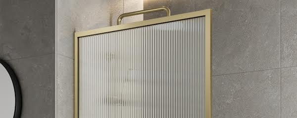 Luxura Square Framed Fluted Bath Shower Screen 800mm - 6mm Brass