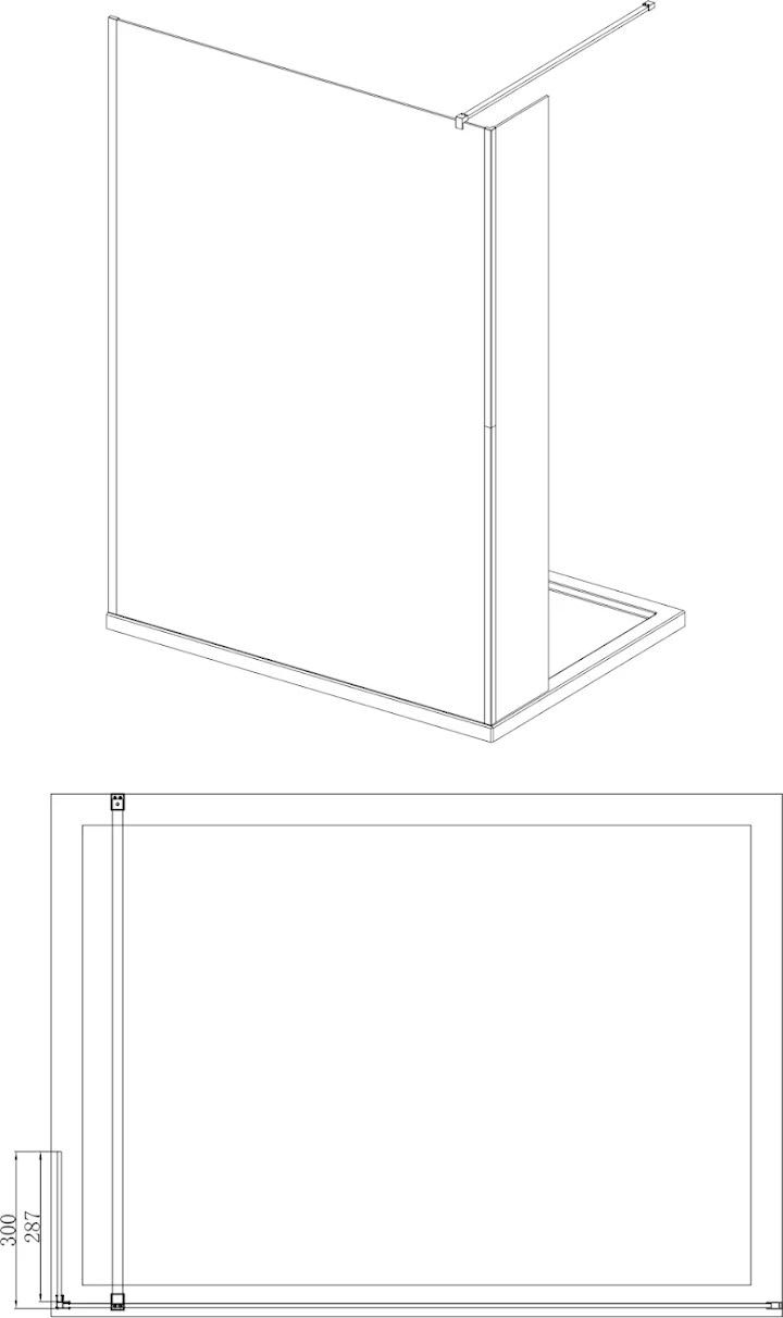 Diamond Walk-in Shower Screen 1000mm with Fixed Return Panel and Tray ...