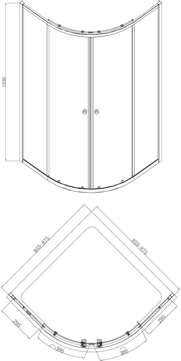 Hydrolux Quadrant Shower Enclosure 800mm with Tray