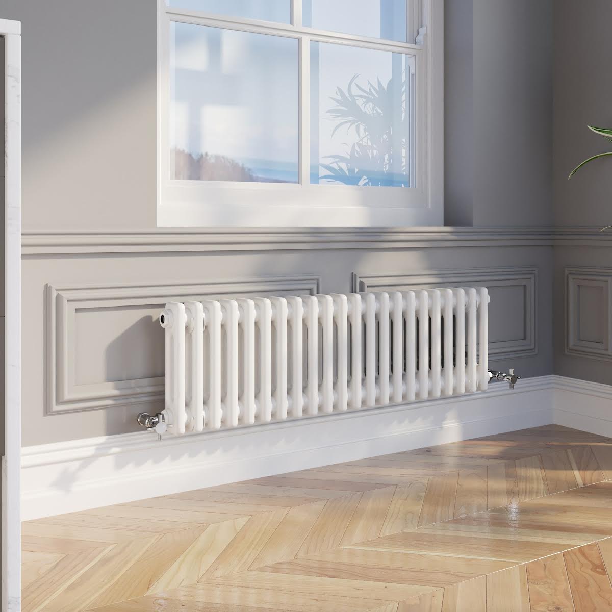 Park Lane Traditional Colosseum Double Bar Column Radiator White 300 x ...