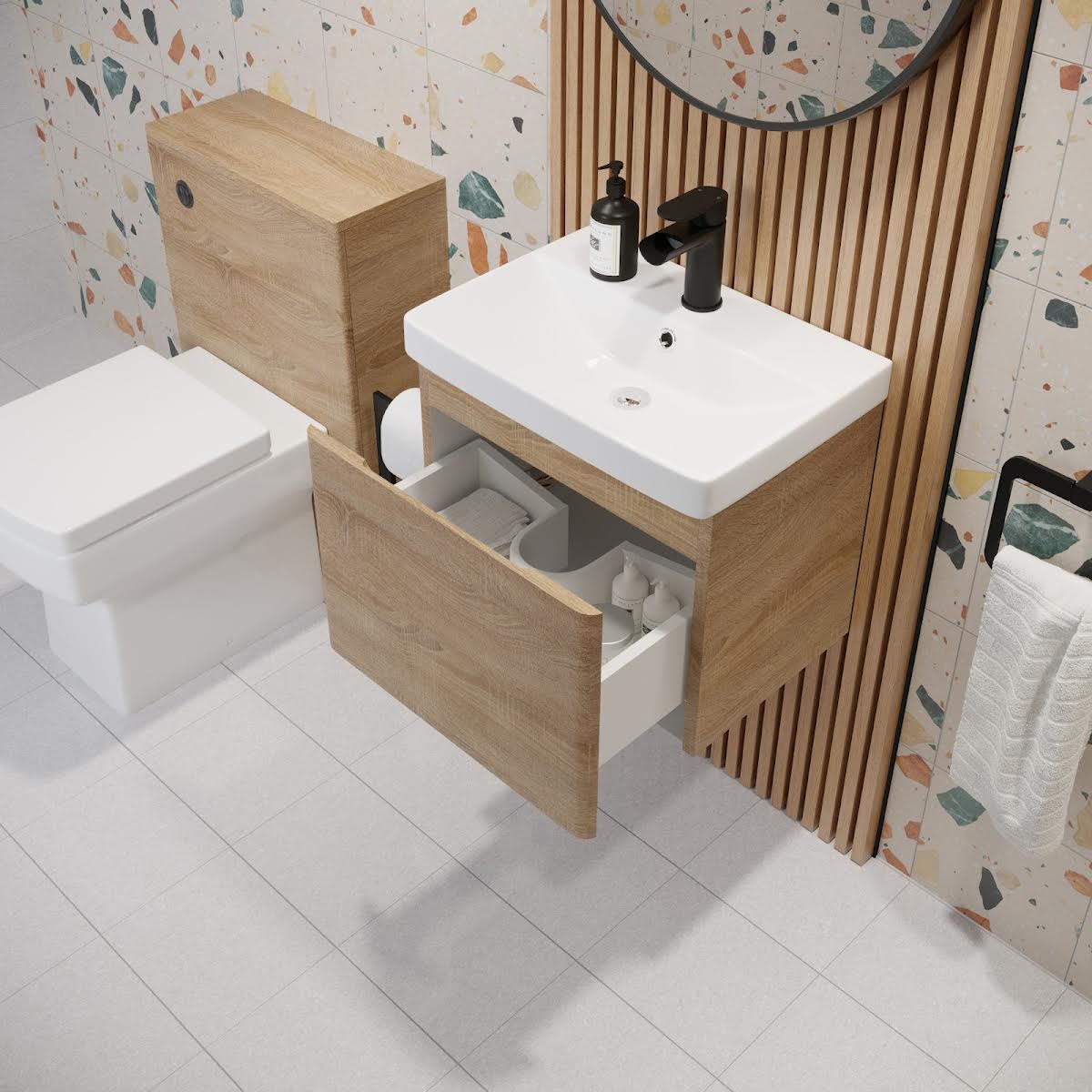 Regis Forma Wood Wall Hung Vanity Unit & Basin - 500mm