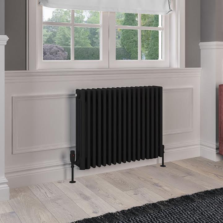 Solaro Rivassa 600 x 785mm Traditional 4 Column Radiator - Matt Black
